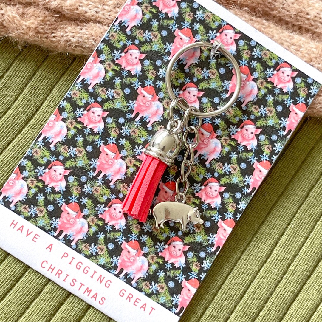 Have A Pigging Great Christmas- Pig Charm Keyring (xmas, Small Gifts ...