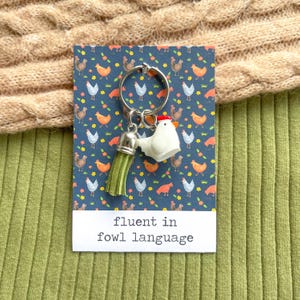 Fluent in Fowl Language - Chicken Charm Keyring (hen, Cockerel) - Etsy