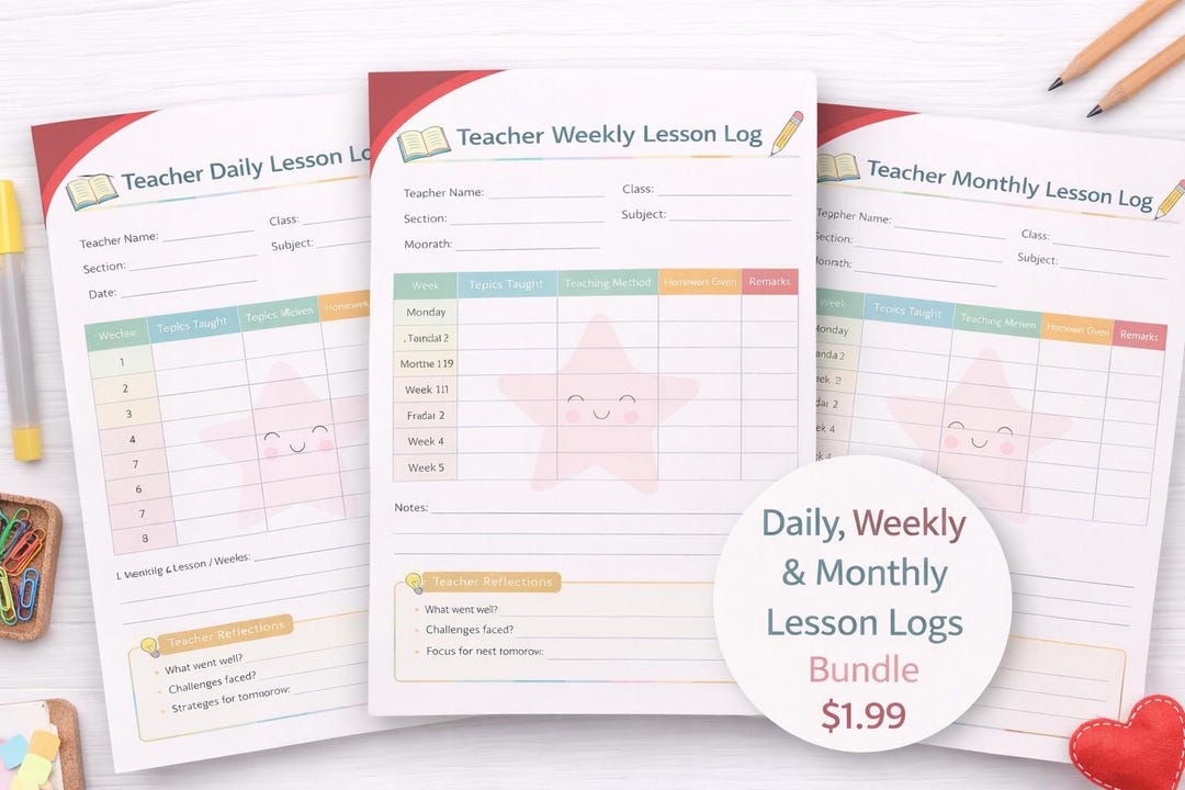 Teacher Lesson Log Bundle | Daily Weekly Monthly Lesson Logs ...