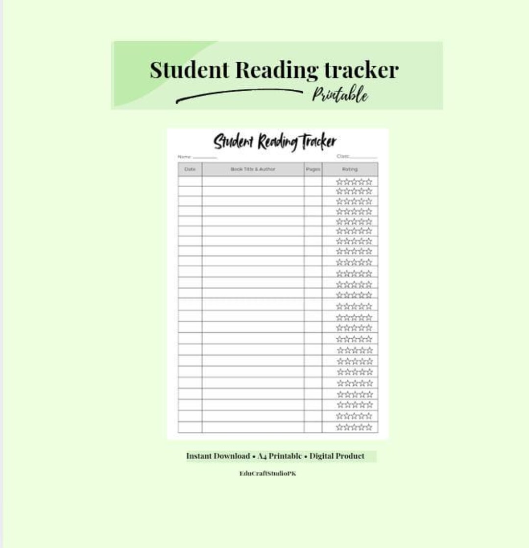Student Reading Tracker Printable PDF Book Log Kids Literacy Tracker ...