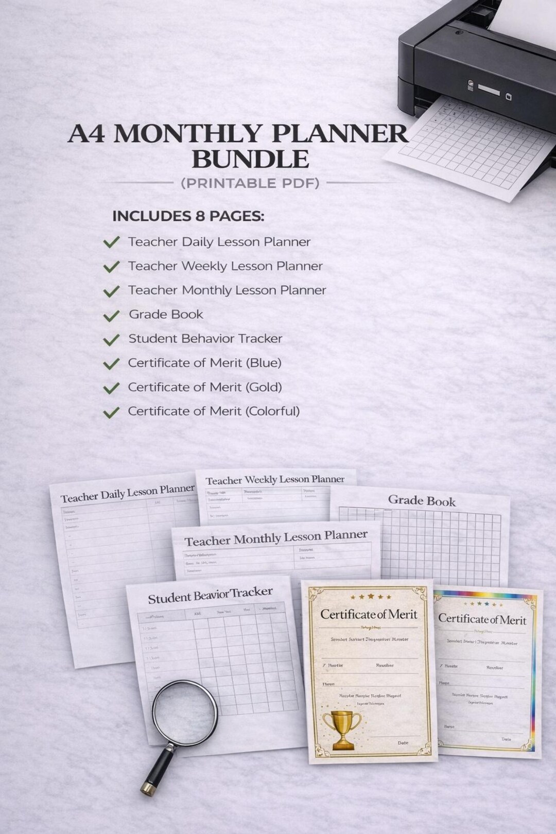 A4 Teacher Planner Bundle PDF Daily Weekly Monthly Lesson Plans ...