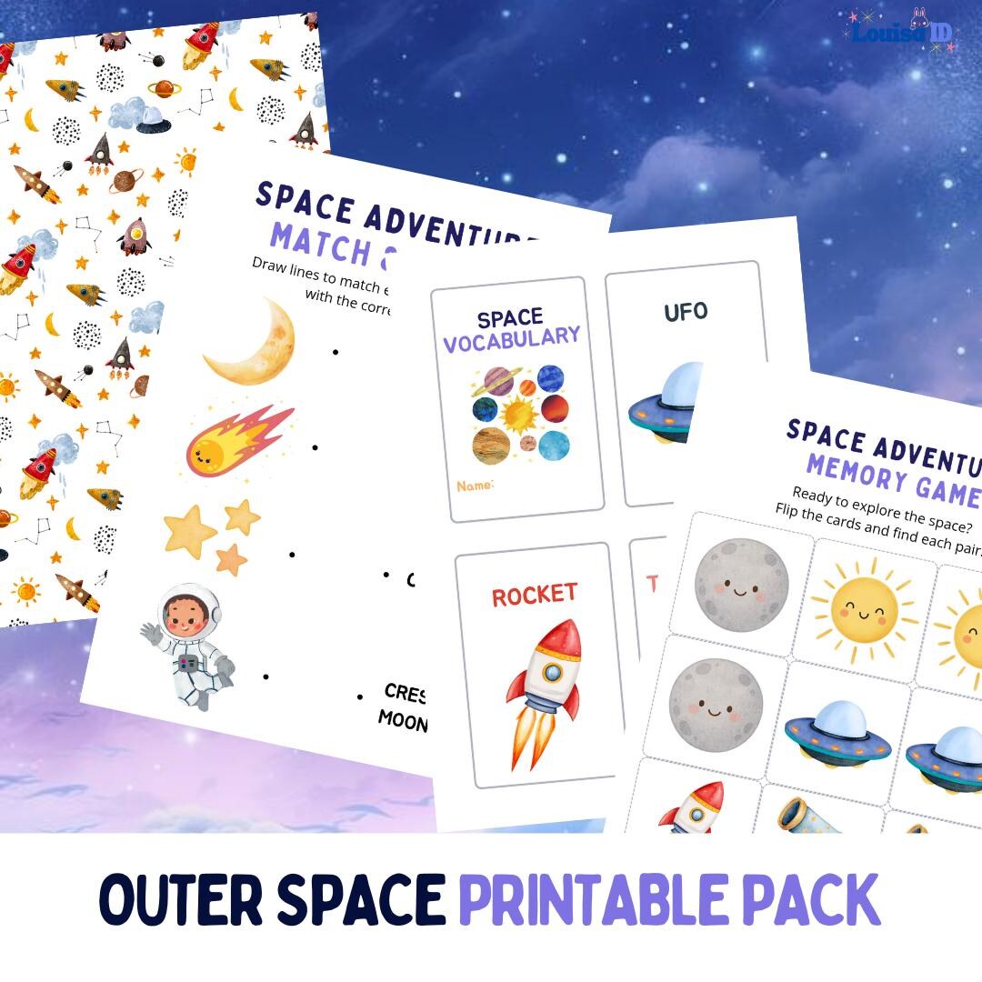 Outer Space Printable Activities, Space Preschool Worksheets, Memory ...