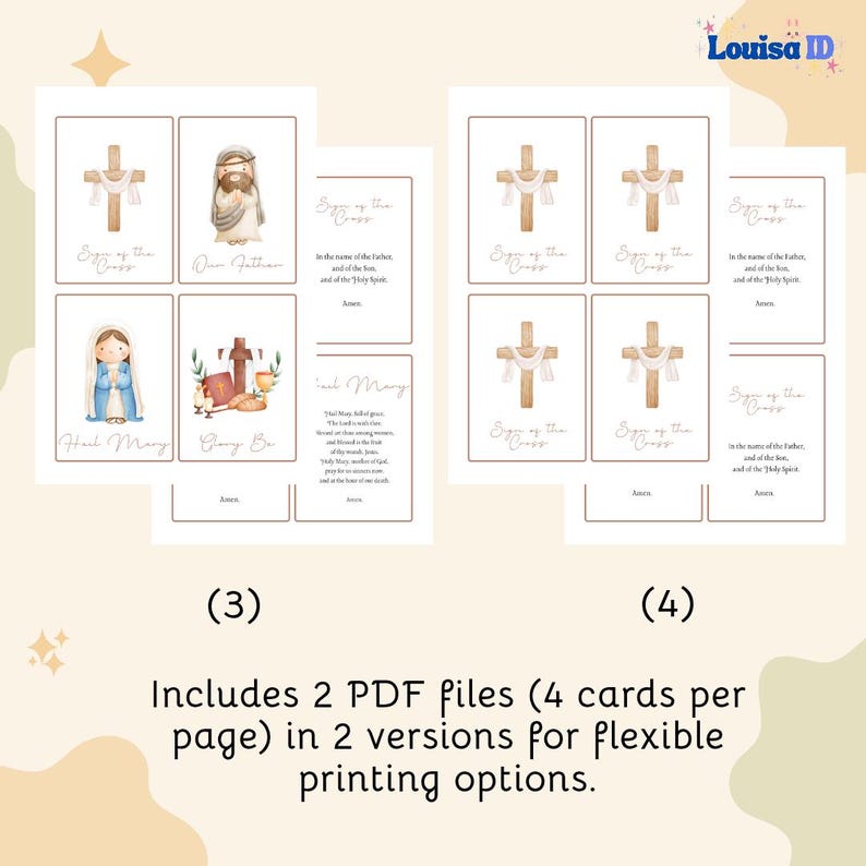 Catholic Prayer Cards for Kids, Volume 1, Sunday School (printable PDF ...
