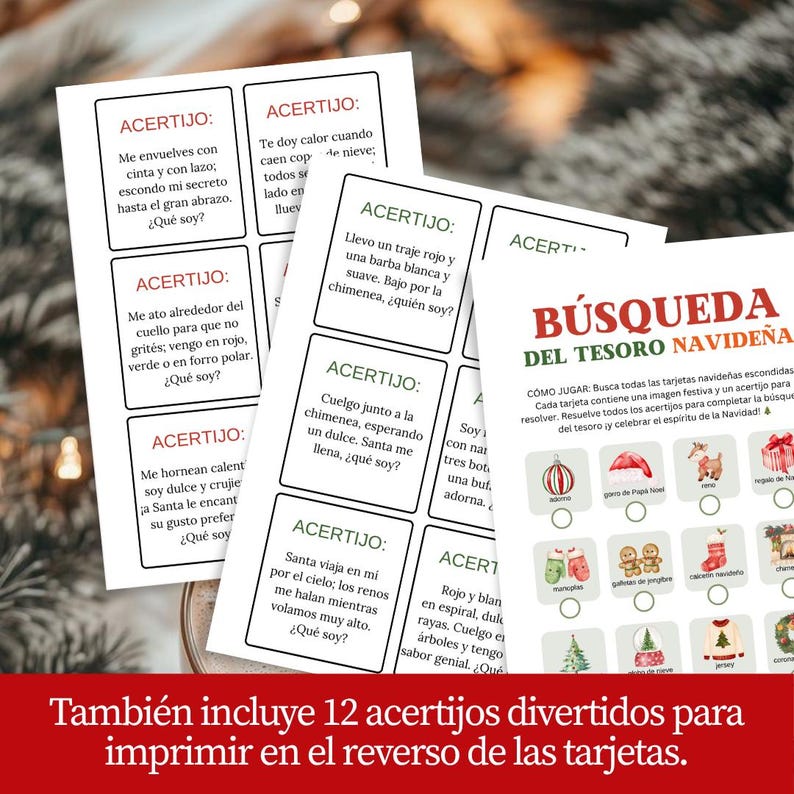 Búsqueda Del Tesoro De Navidad Para Niños, Juego Imprimible En Español ...