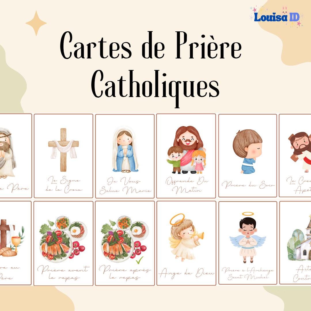 French Traditional Catholic Prayer Cards for Kids (PDF Download) - Etsy