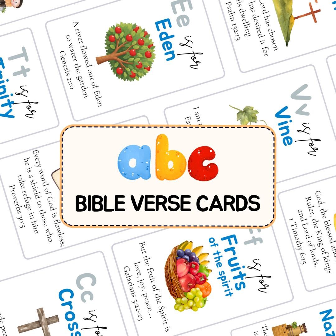ABC Bible Verse Flashcards, Printable Alphabet Scripture for Kids ...