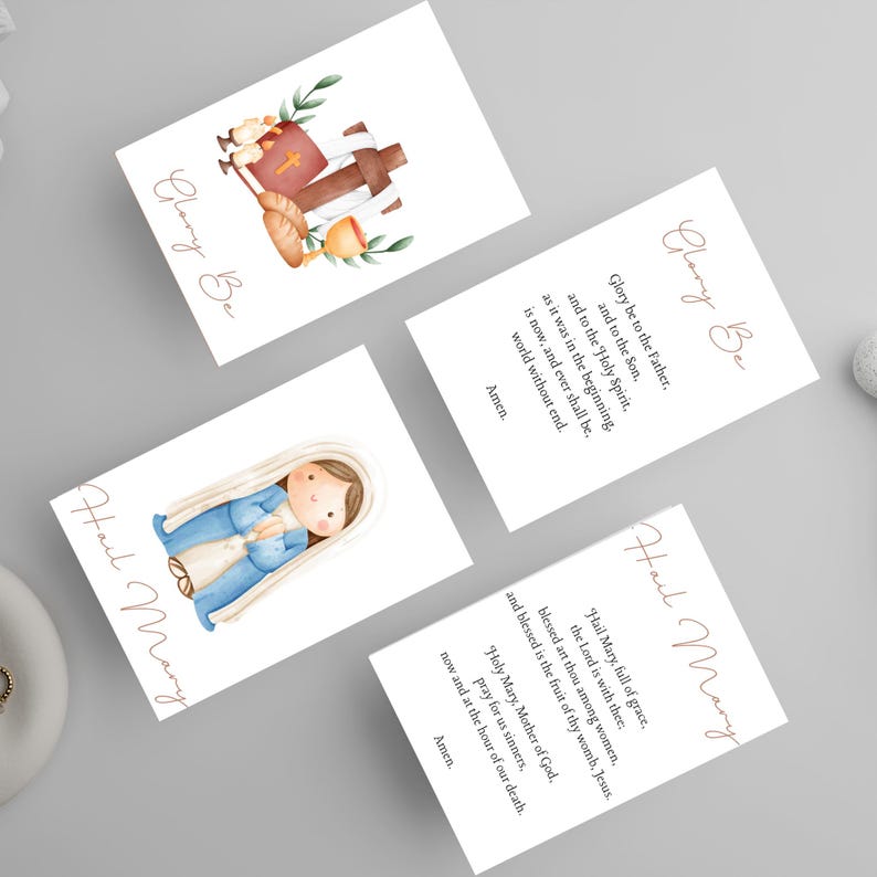 Catholic Prayer Cards for Kids, Sunday School, Baptism, First Communion ...