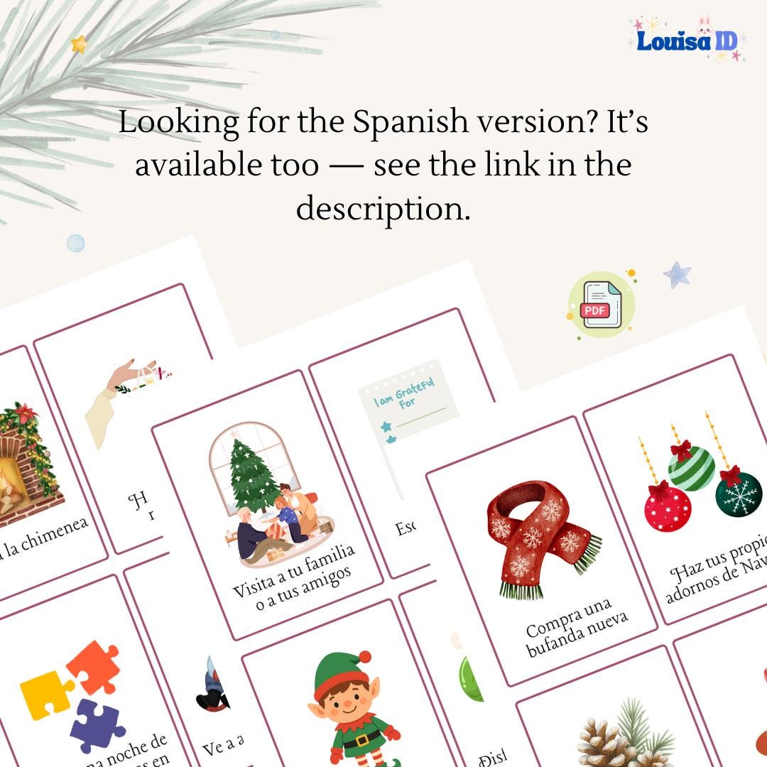 Christmas Activity Cards, Printable Advent Activity for Kids, Holiday ...