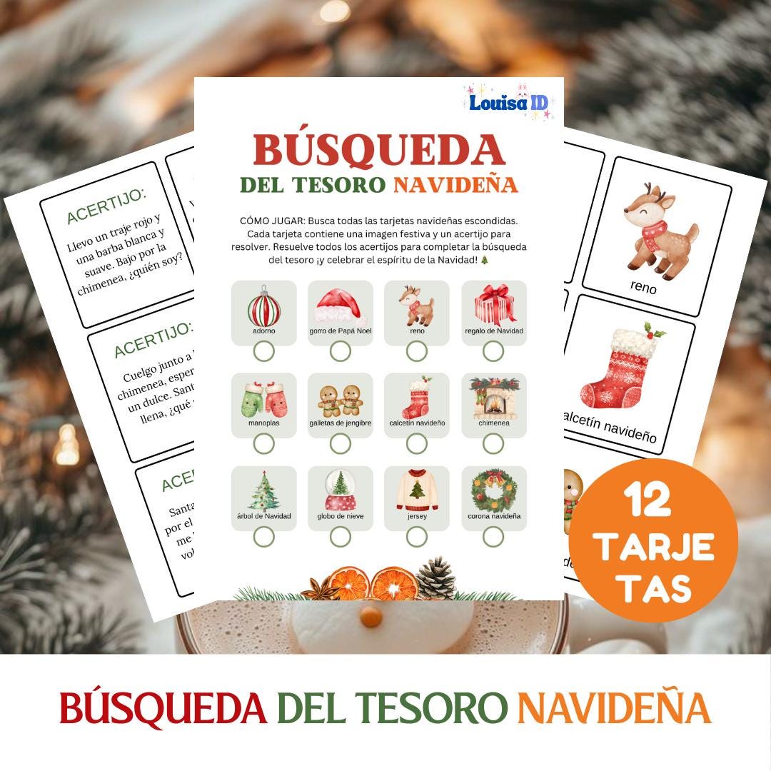 Búsqueda Del Tesoro De Navidad Para Niños, Juego Imprimible En Español ...