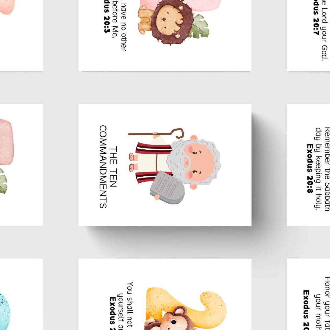 Ten Commandments Flashcards, Christian Kids Bible Printable, Sunday ...