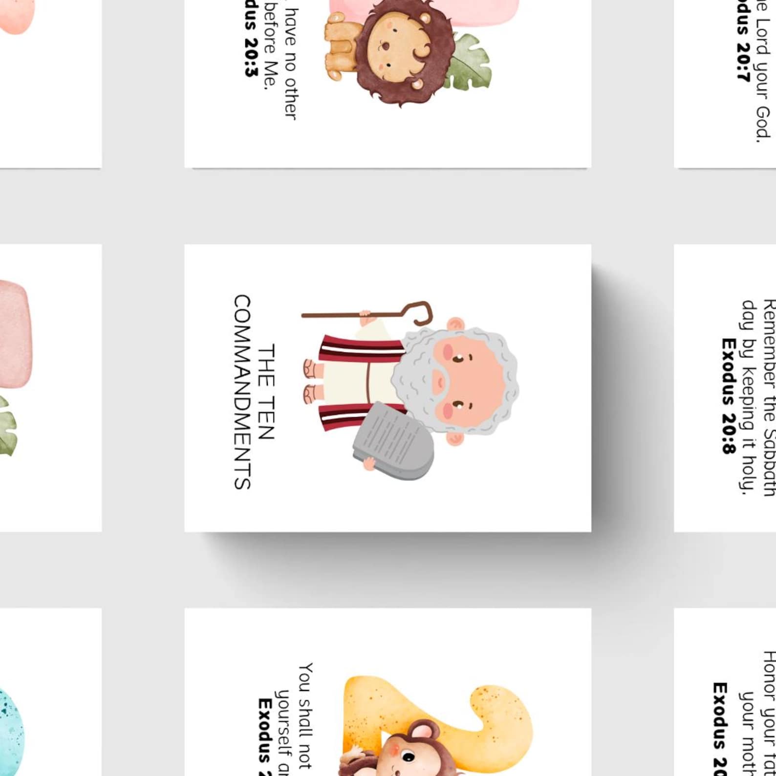 Ten Commandments Flashcards, Christian Kids Bible Printable, Sunday ...