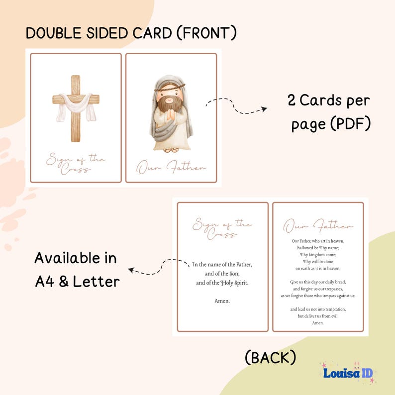 Catholic Prayer Cards for Kids, Sunday School, Baptism, First Communion ...