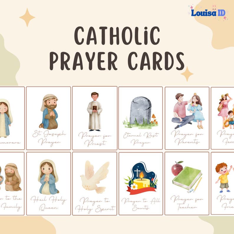Catholic Prayer Cards for Kids, Volume 2, Sunday School (printable PDF ...