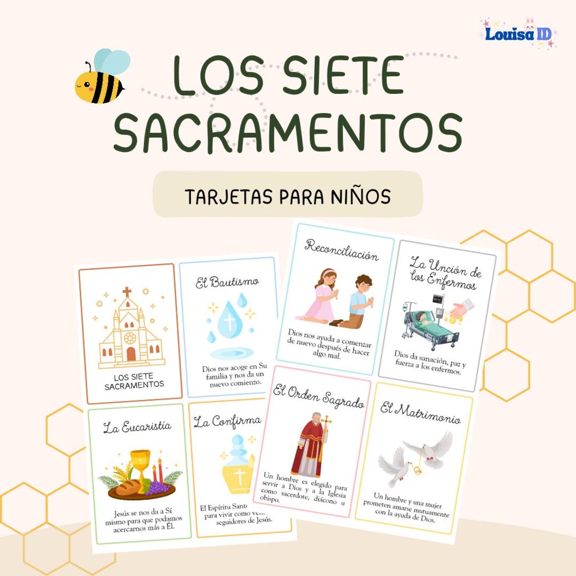 Spanish 7 Sacraments Flashcards for Kids, Catholic Education (PDF ...