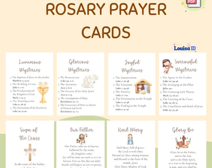 Rosary Prayer Cards for Kids, Holy Rosary Prayers, Religious Education ...