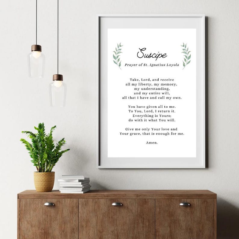 Suscipe Prayer by Saint Ignatius of Loyola, Catholic Prayer Wall Art ...