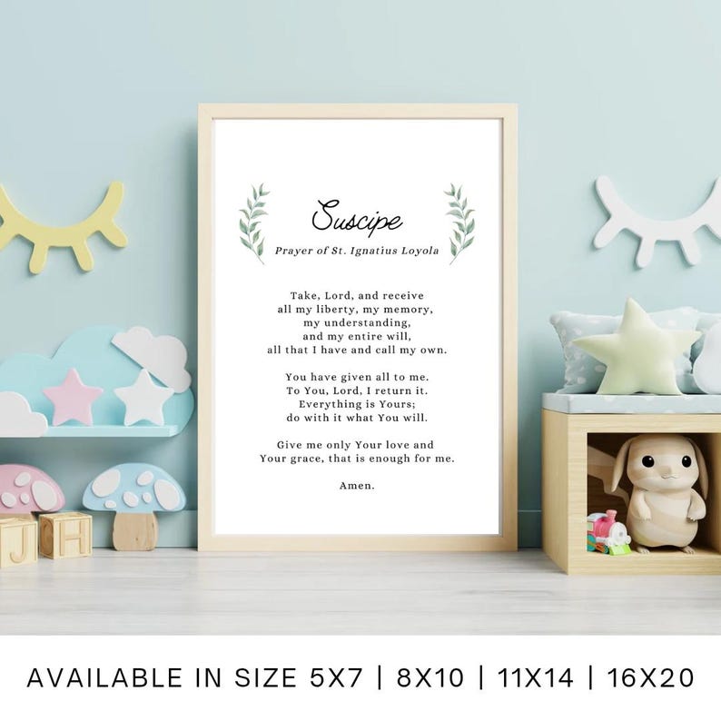 Suscipe Prayer by Saint Ignatius of Loyola, Catholic Prayer Wall Art ...