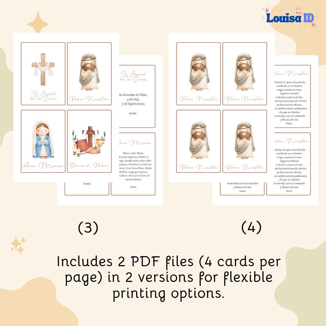 Spanish Catholic Prayer Cards for Kids (PDF Download) - Etsy