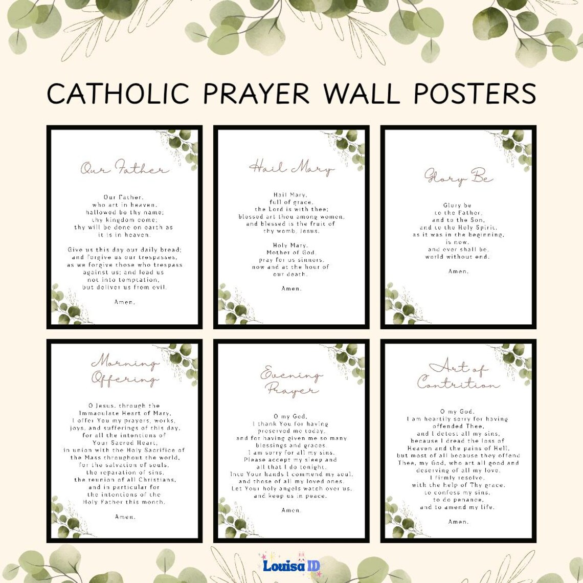 Catholic Kids Prayer Posters: 12 Printable Catholic Prayers, Sunday ...