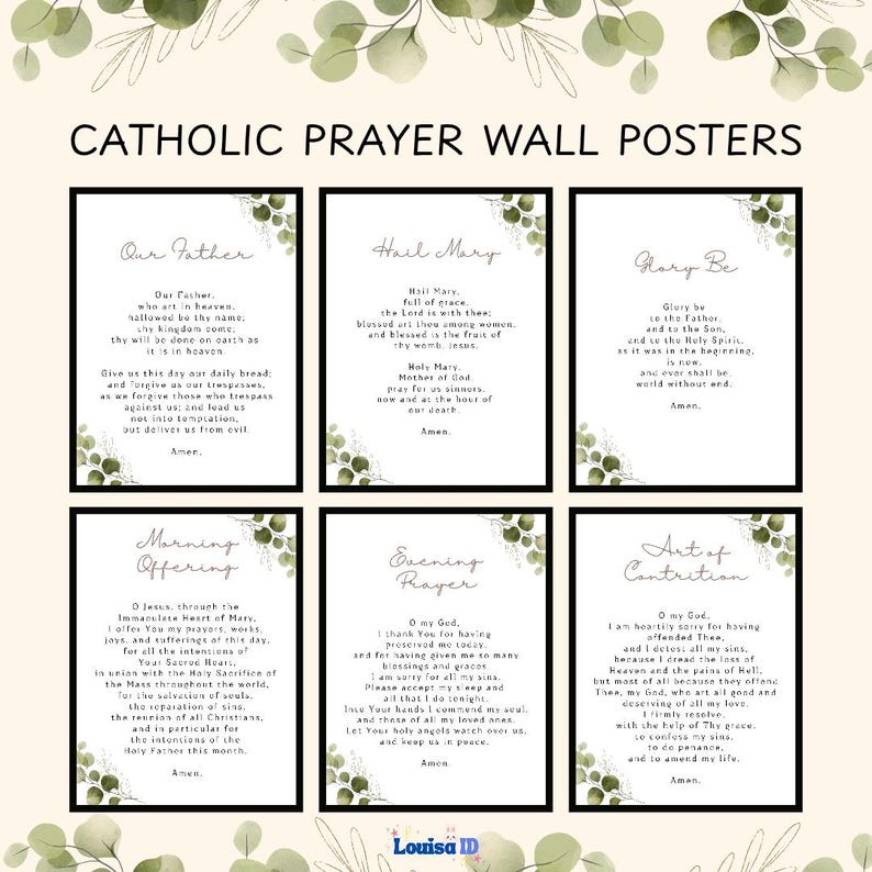 Catholic Kids Prayer Posters: 12 Printable Catholic Prayers, Sunday ...