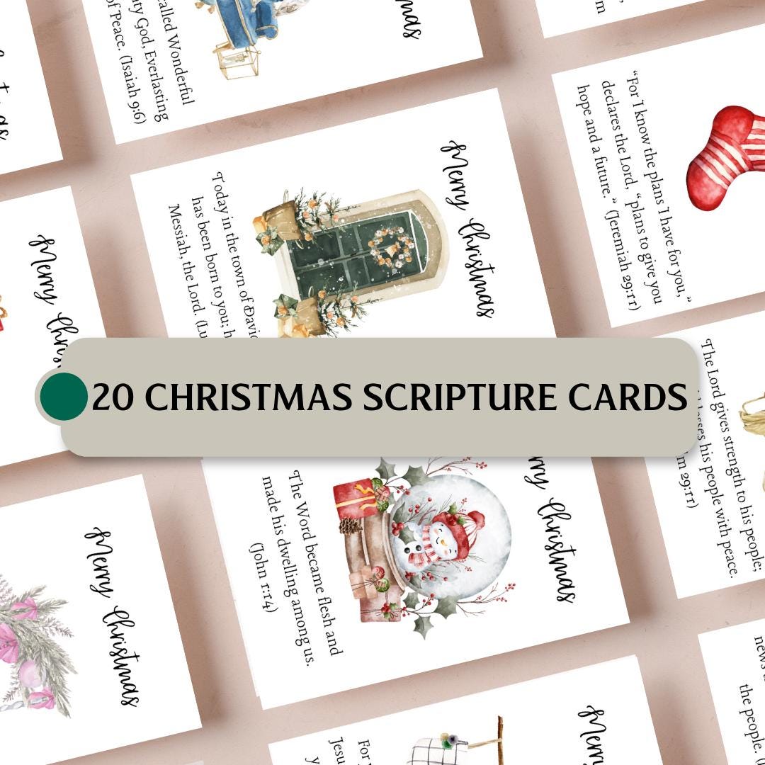 Christmas Scripture Cards, 20 Printable Christian Bible Verse Cards ...