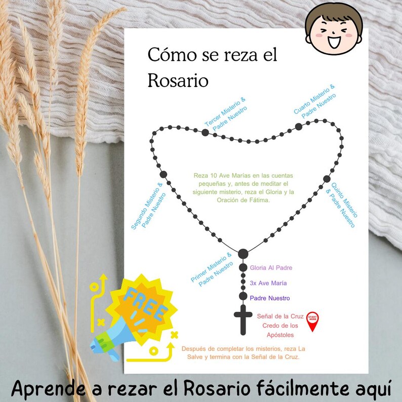 Spanish Catholic Rosary Prayer Cards, Mysteries Guide (PDF Download) - Etsy