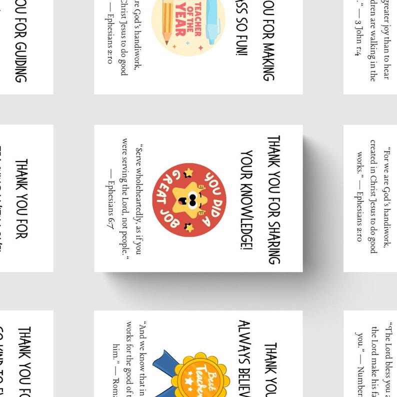 Teacher Appreciation Cards Printable, Scripture Cards for Teachers ...