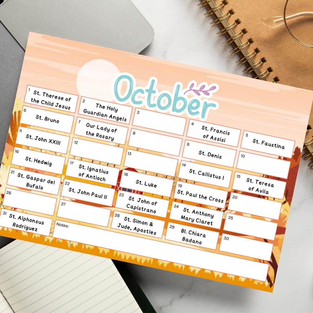 Catholic Liturgical Calender, Printable October Saints & Feast Days ...