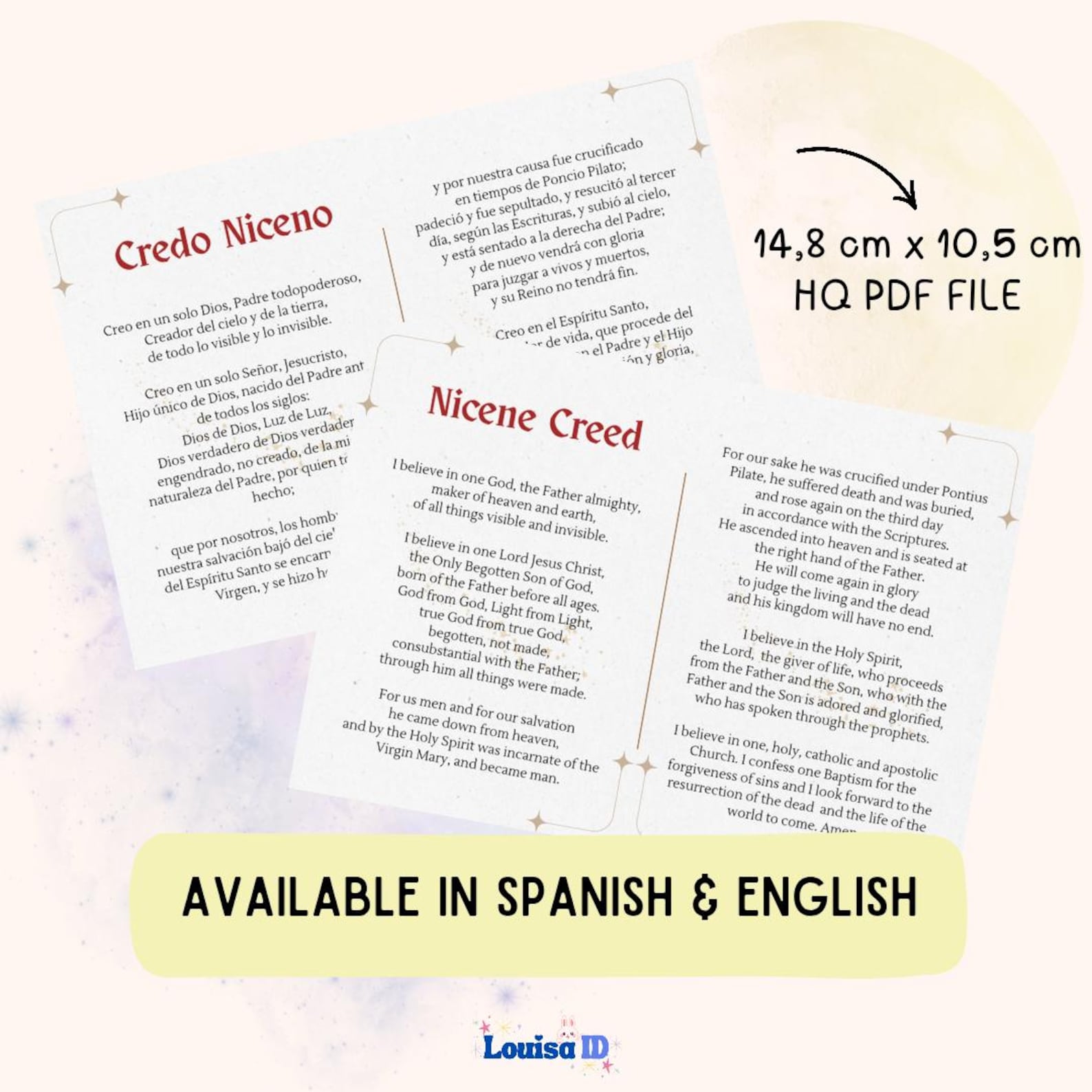 Nicene Creed, Apostles' Creed, Catholic Creed Prayer Cards, Credo ...