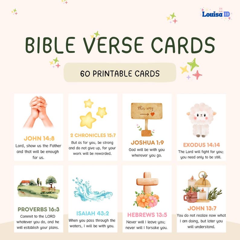 Bible Verse Flashcards for Kids: Printable Christian Scripture Cards - Etsy