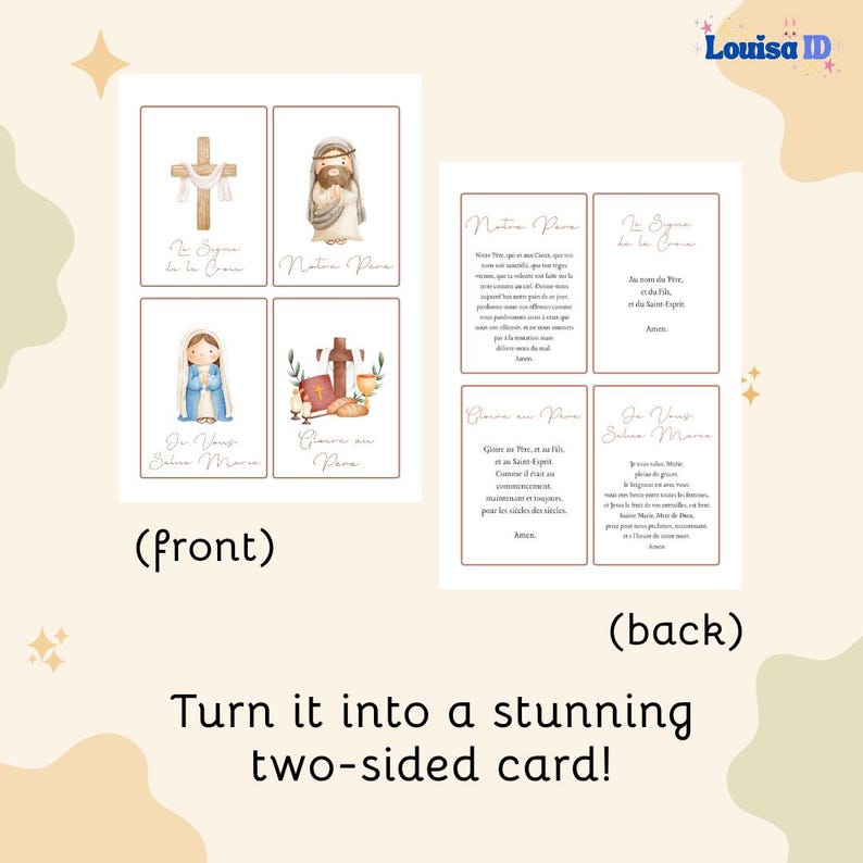 French Traditional Catholic Prayer Cards for Kids (PDF Download) - Etsy