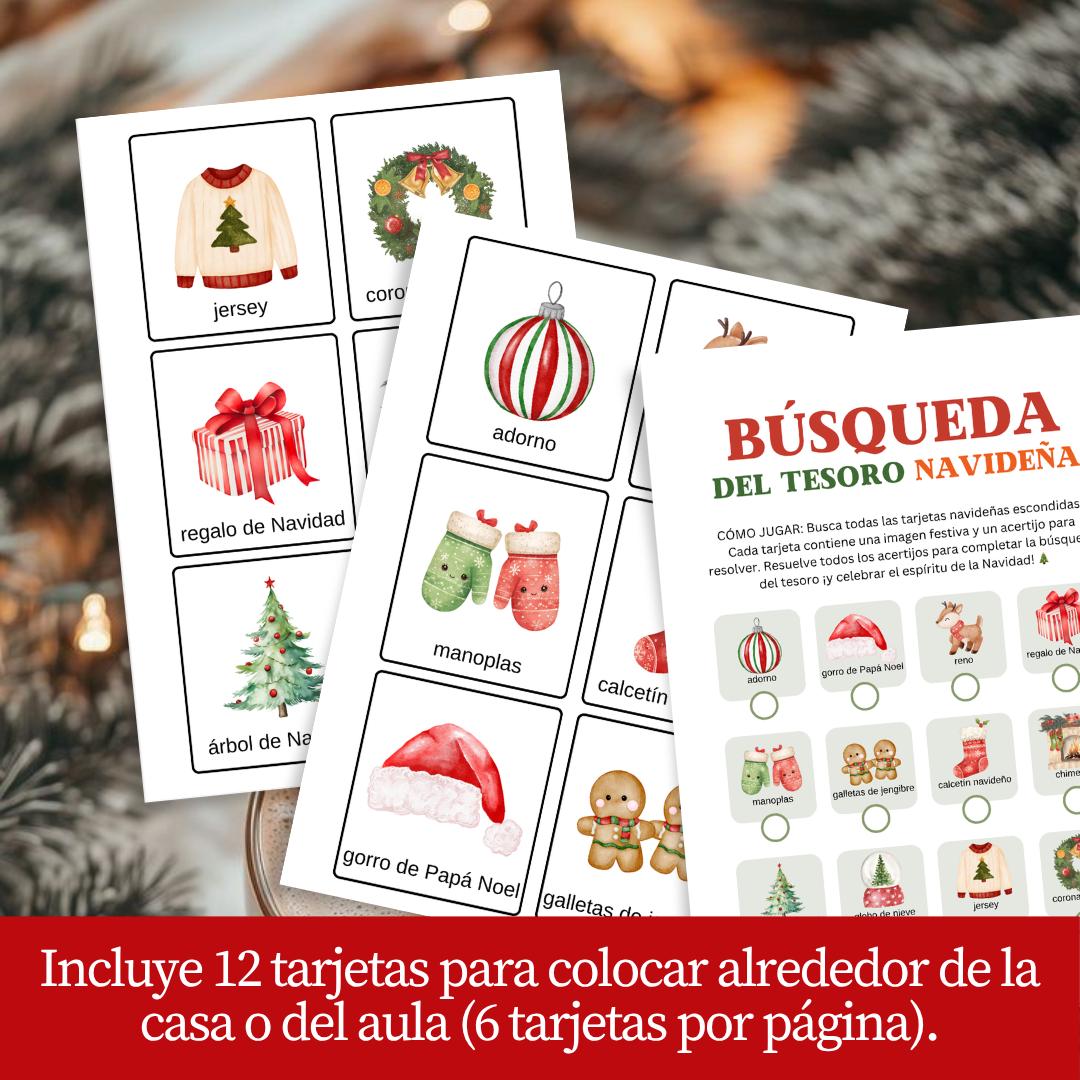 Búsqueda Del Tesoro De Navidad Para Niños, Juego Imprimible En Español ...