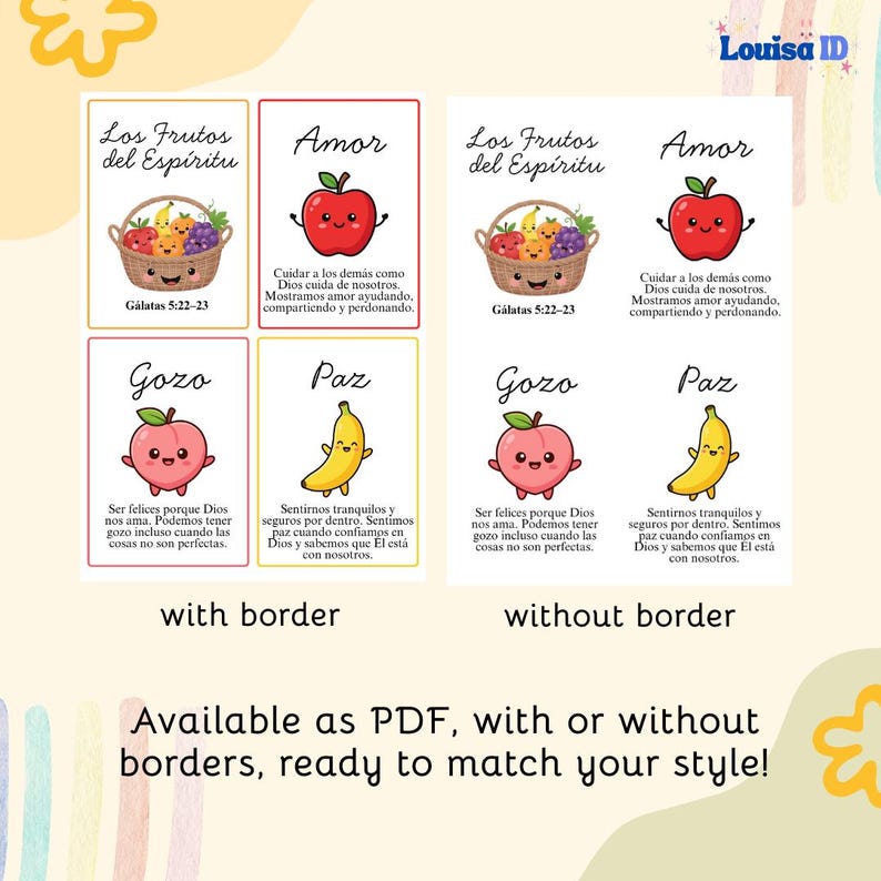 Spanish Fruit of the Spirit Flashcards, Christian Bible Learning ...