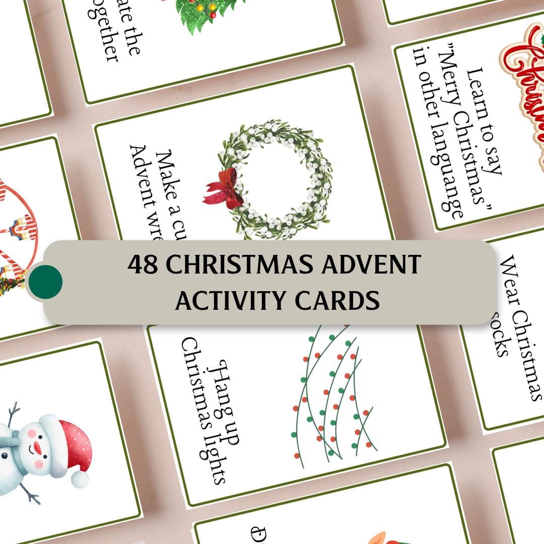 Christmas Activity Cards, Printable Advent Activity for Kids, Holiday ...