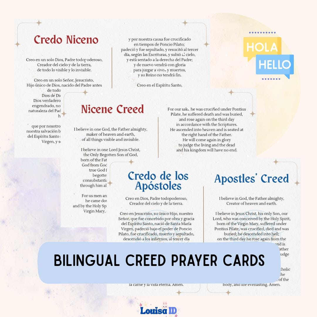 Nicene Creed, Apostles' Creed, Catholic Creed Prayer Cards, Credo ...