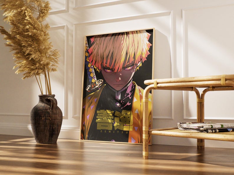 Zenitsu Agatsuma Wall Art – Kimetsu No Yaiba Anime Poster – Demon ...