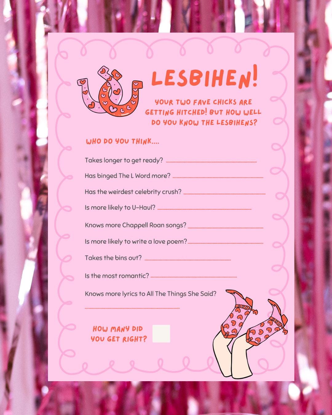 Lesbihen | Lesbian Games | Hen Do | Hen Do Quiz | Hen Do Game ...