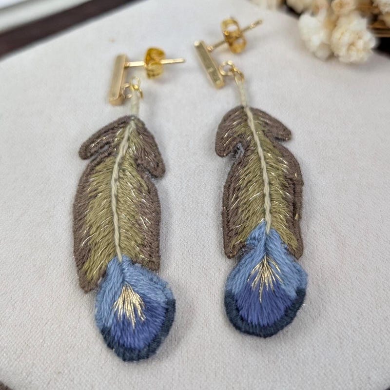 Embroidered Earrings - Etsy