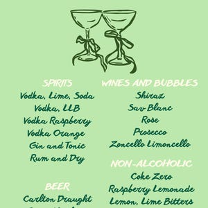 Custom Drink List – Personalised Bar Menu – Digital & Printed Options ...