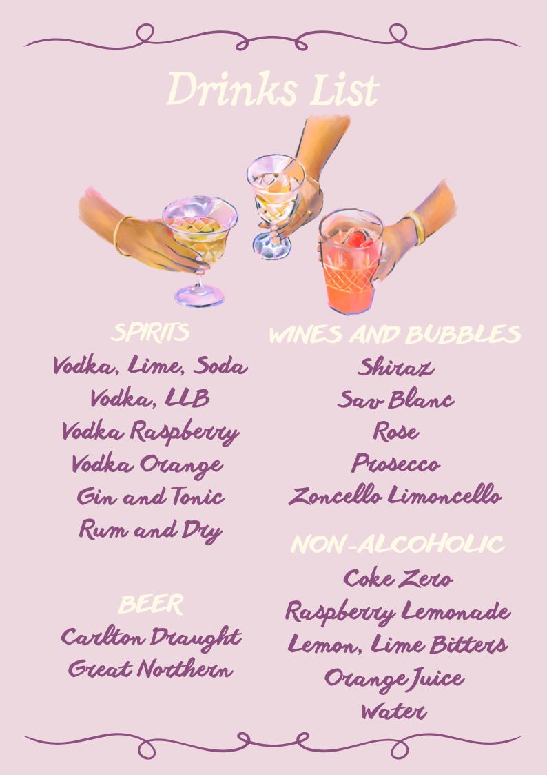 Custom Drink List – Personalised Bar Menu – Digital & Printed Options ...