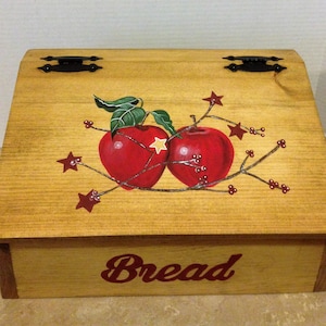 Bread Box, Apple Decor,apple Kitchen Decor, Primitive Apples, Country ...