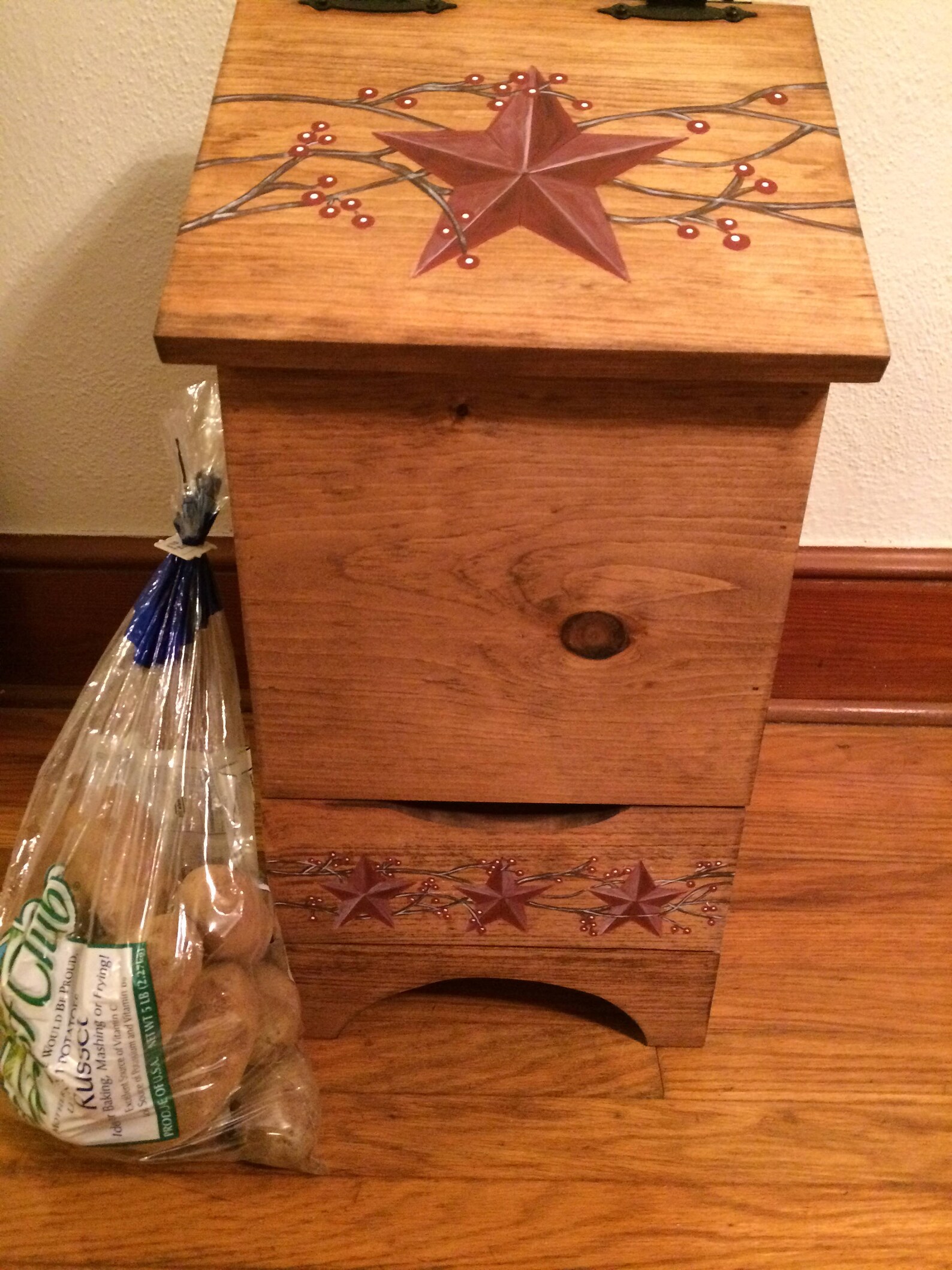 Potato Bin, Potato Onion Bin, Vegetable Bin, Primitive Star Decor ...