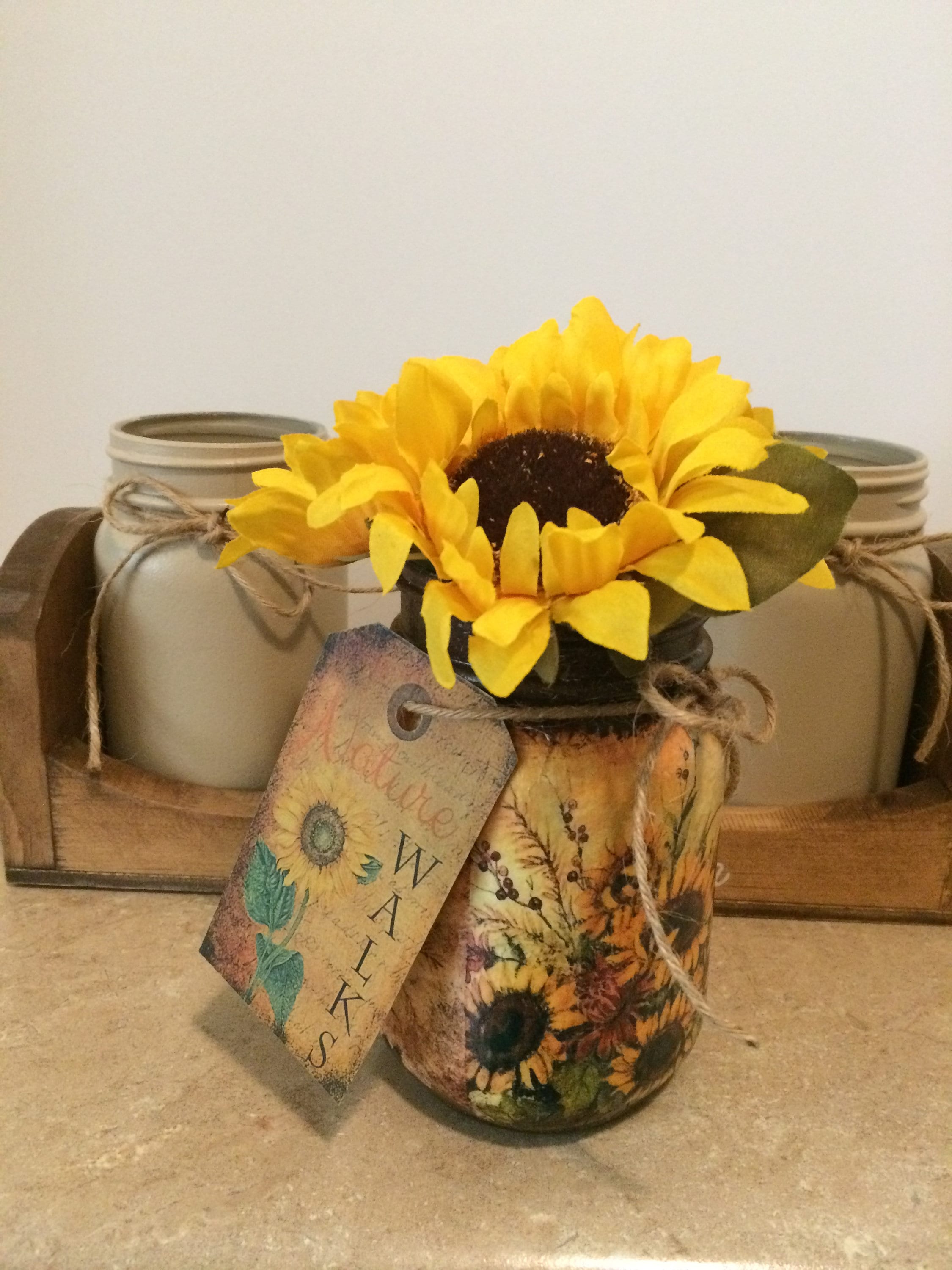 Kitchen Utensil Holder,Mason Jar Decor,Sunflower Decor,Sunflower ...