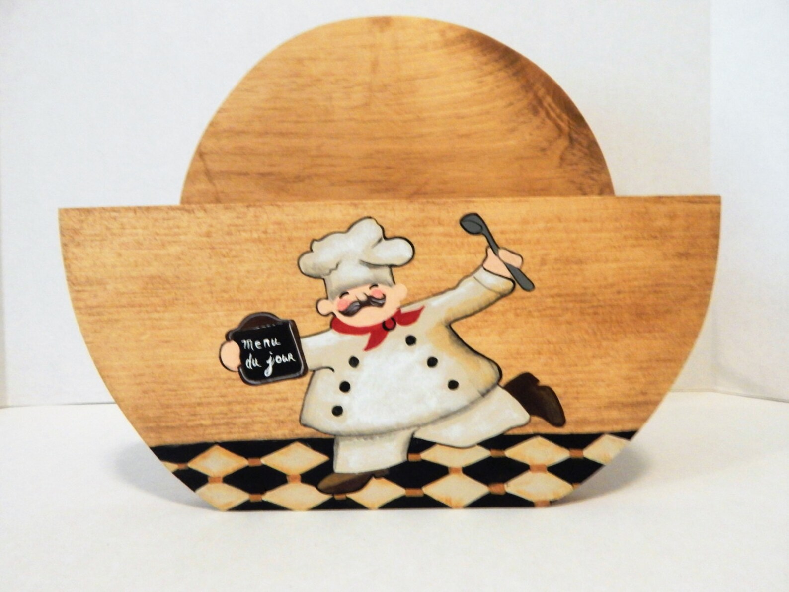 Chef Paper Plate Holder Chef Decor Fat Chef Kitchen Decor - Etsy
