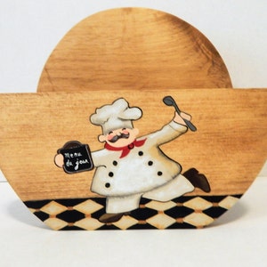 Chef Paper Plate Holder, Chef Decor, Fat Chef, Kitchen Decor, Mothers ...