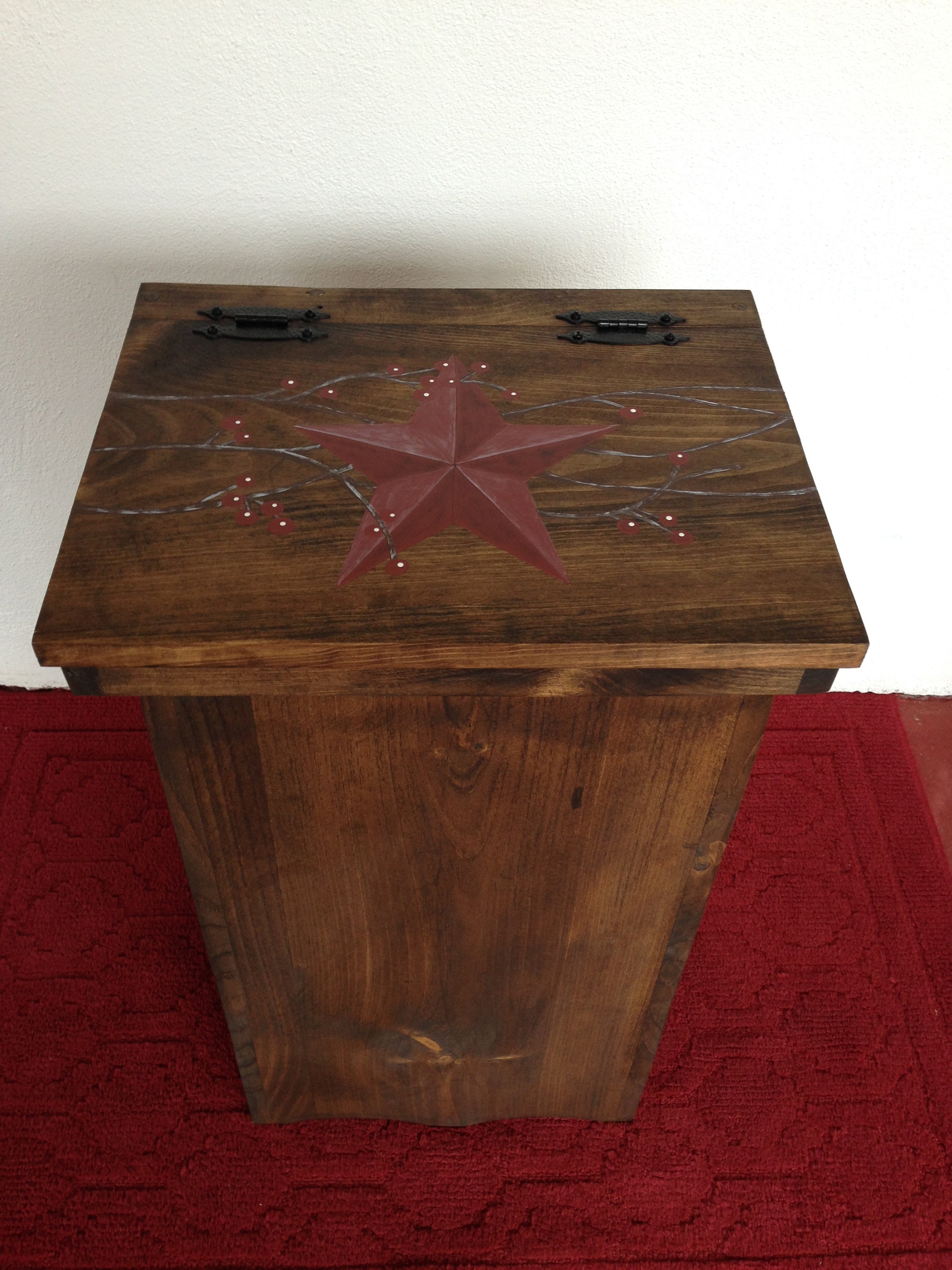 Trash Bin, Wooden Trash Bin, 30 Gallon trash Bin, Primitive Decor ...