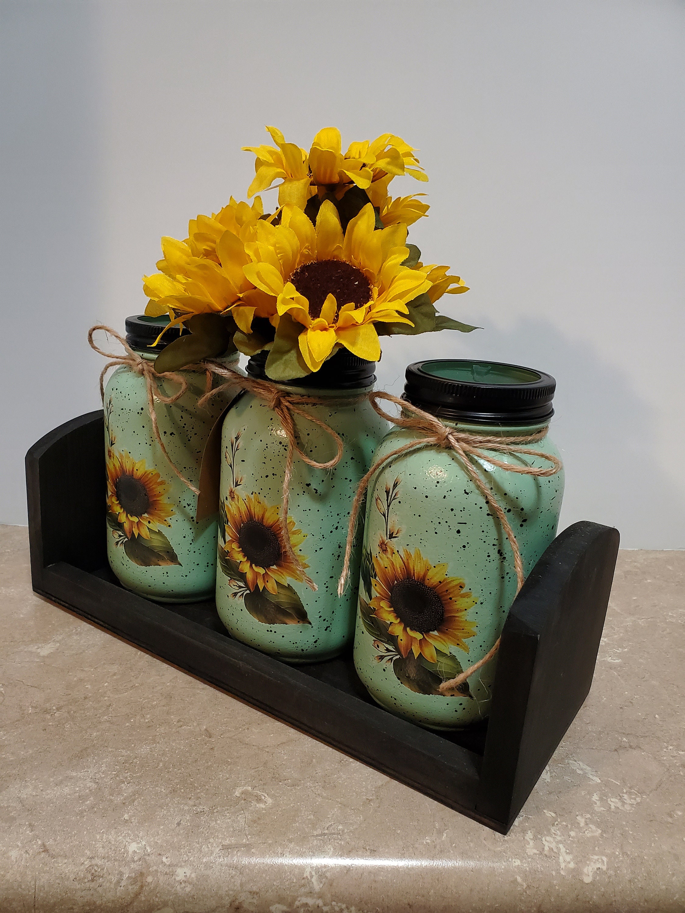 Mason jar kitchen utensil holders,mason jar decor,decoupaged jars ...