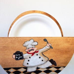 Chef Paper Plate Holder, Chef Decor, Fat Chef, Kitchen Decor, Mothers ...