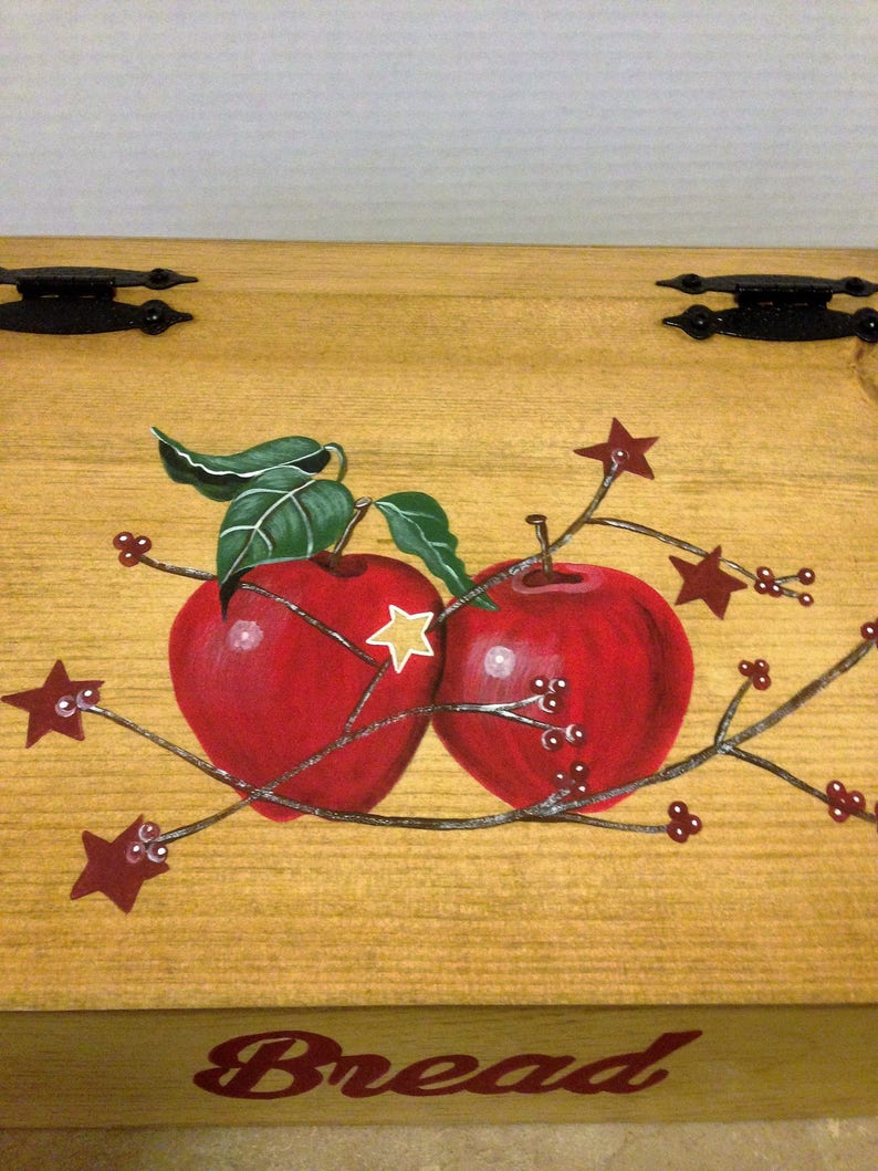 Bread Box Apple Decorapple Kitchen Decor Primitive Apples - Etsy