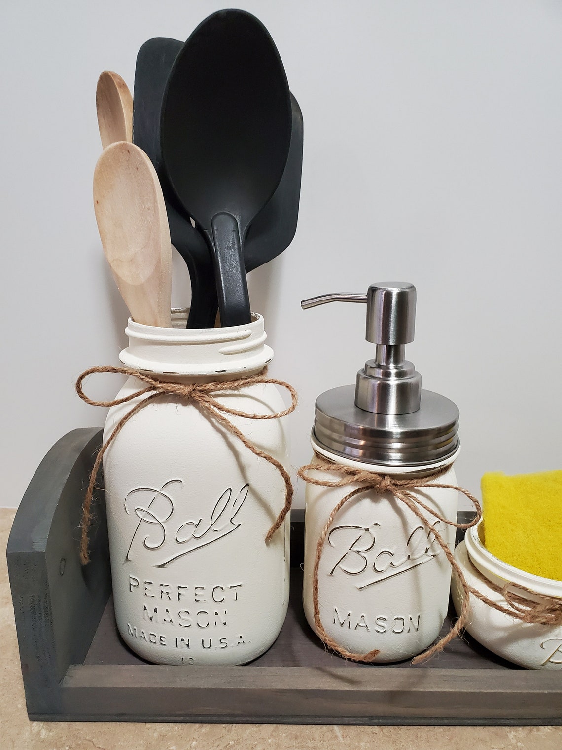 Mason Jar DecorMason Jar Kitchen SetMason Jar soap | Etsy